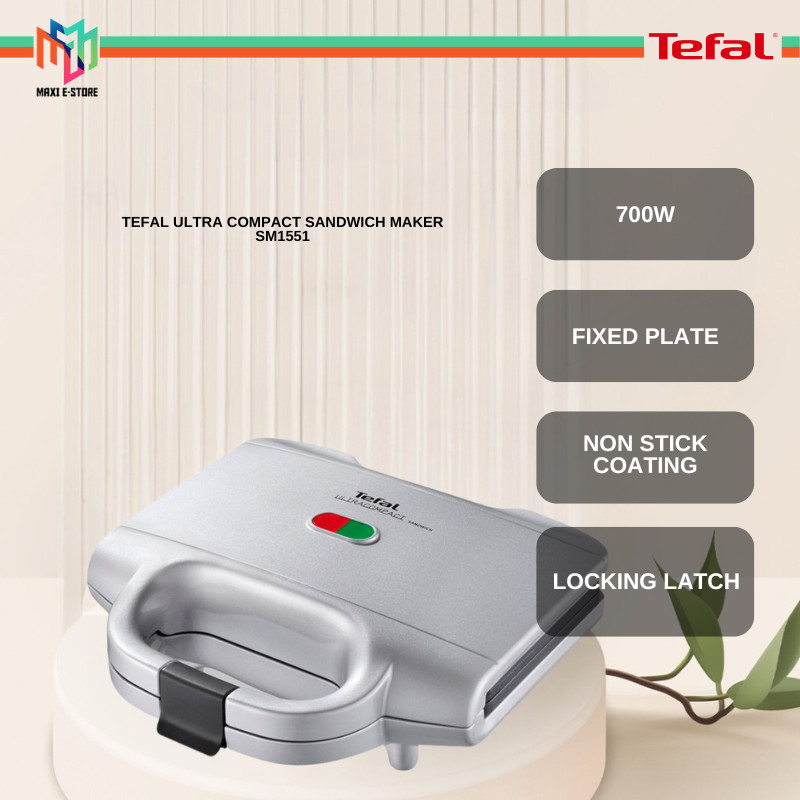 Tefal Ultra Compact Sandwich Maker SM1551 [Silver] | Shopee Malaysia