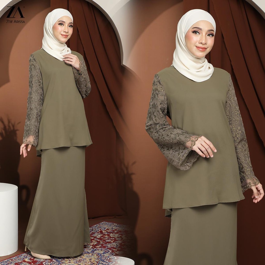 ZOE ARISSA Mayang Kurung Moden RAYA 2025 Kurung Lace Satin Matte Plain Plus Size Murah Baju ...