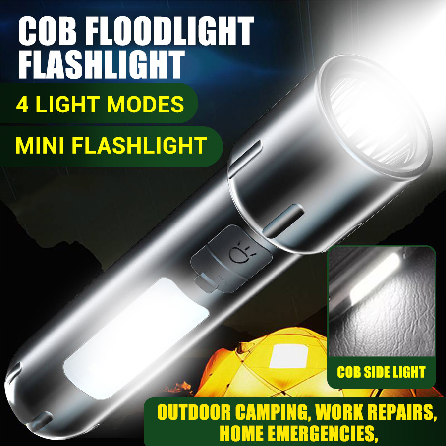 Super Bright Mini LED COB Flashlight Rechargeable Dual Source ...