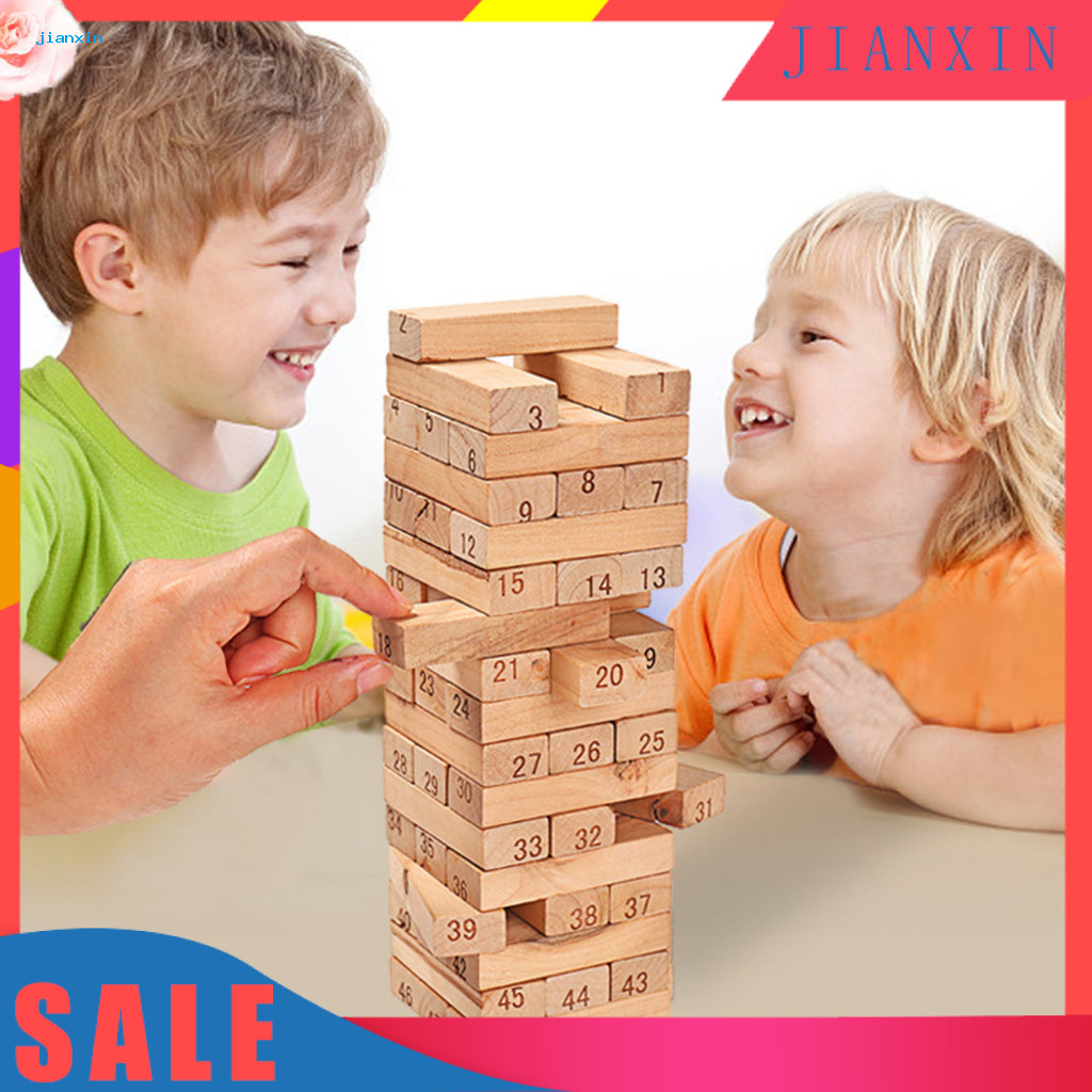 Travel Block Stacking Game Tumbling Tower Game with Dice Wooden Block ...