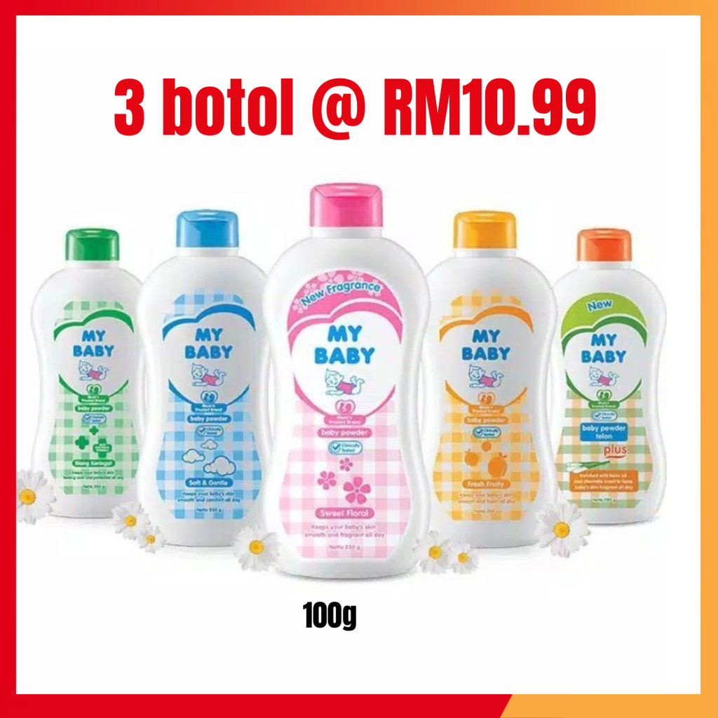 BUY 3 FOR RM10.99 MY BABY Powder series 100g | Shopee Malaysia