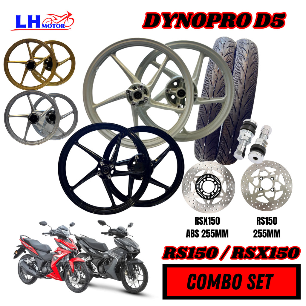 SPORT RIM DYNOPRO D5 160/185-17 COMBO SET HONDA RS150 RSX150 BLACK ...