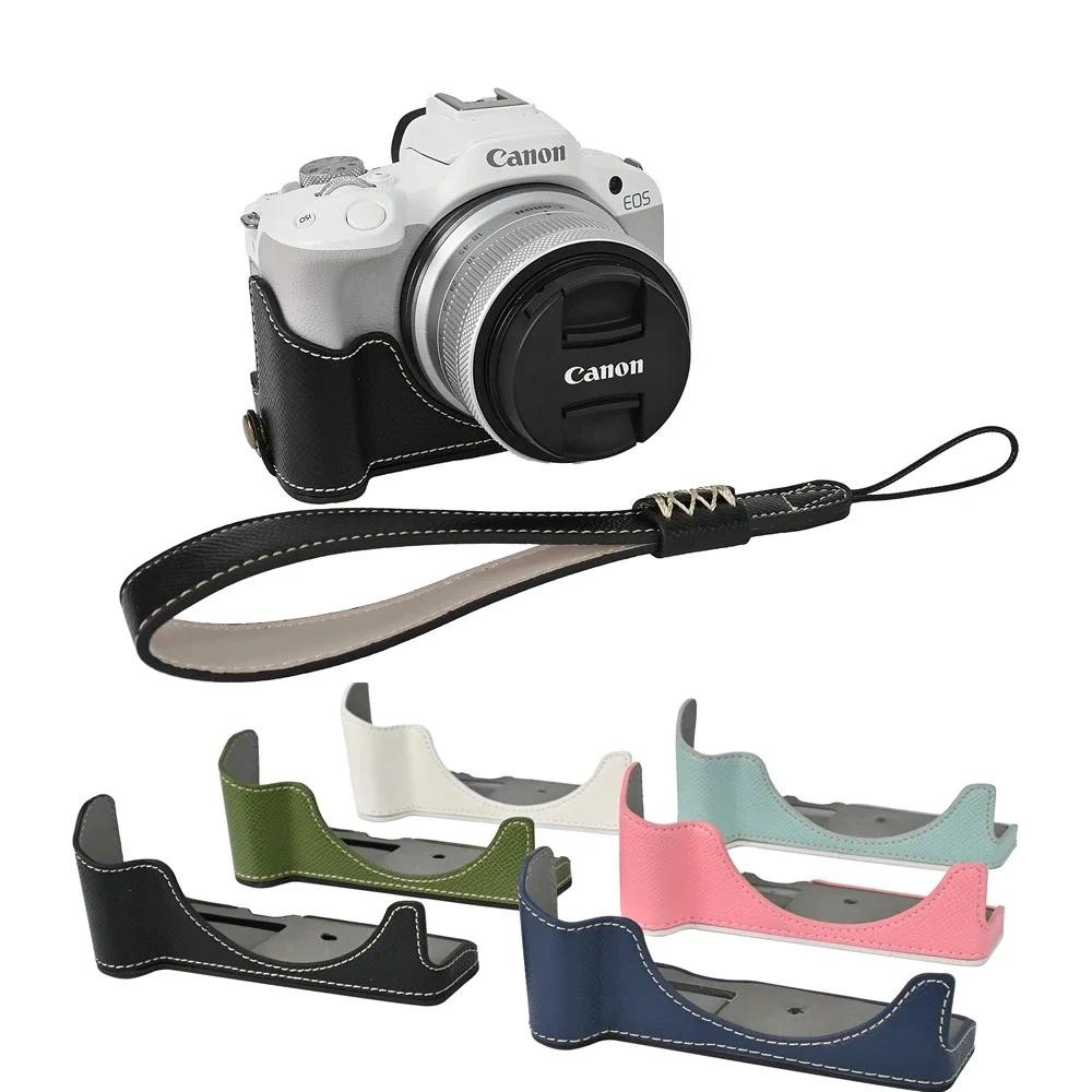 Pu Leather Silicone Case Camera Bag Half Body For Canon EOS R50 R100 ...