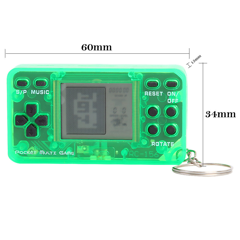 Mini Console Handheld Retro Keychain Tetris Video Game Machine (Green ...