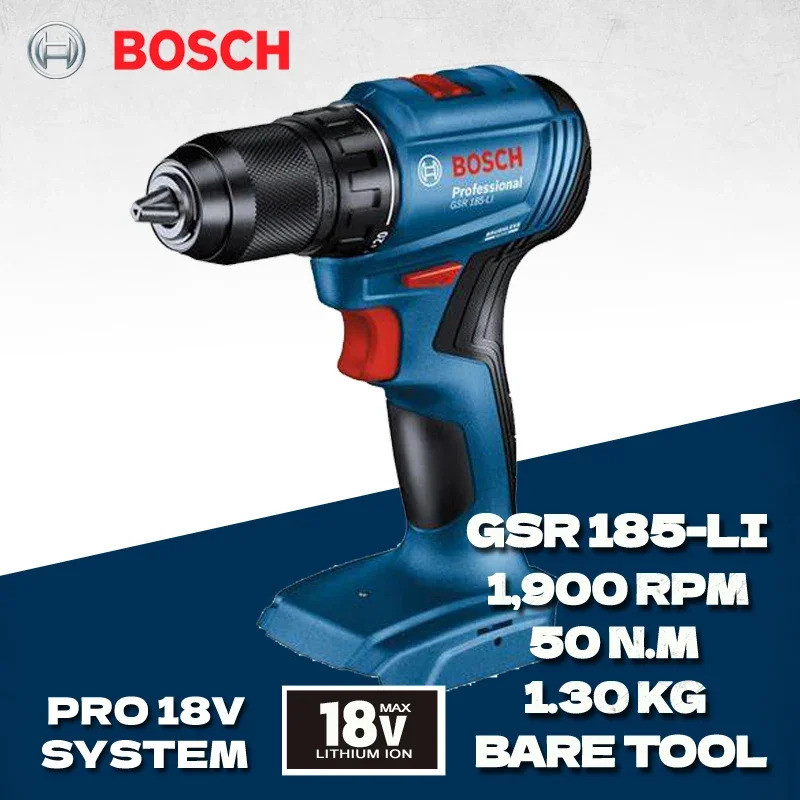 BOSCH GSR 185-LI Cordless Drill Driver Electric Screwdriver For Metal Wood Wall 18V Professional ...