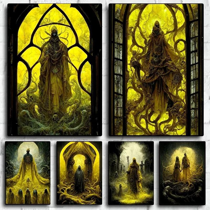 Poster Cthulhu Mitos Raja Pakaian Kuning Hastur - Seni Dinding Canvas ...