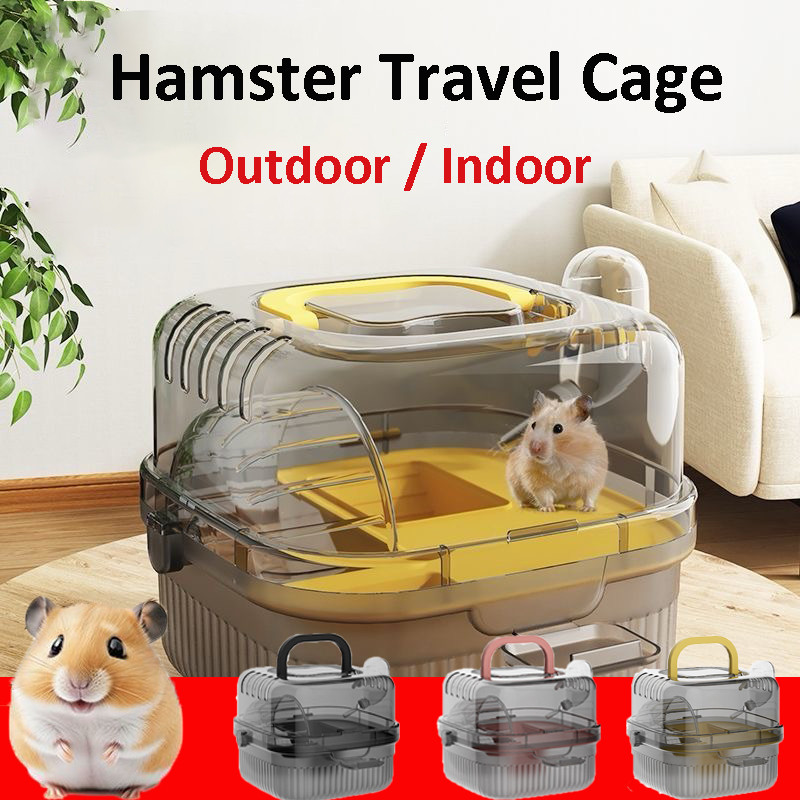 Transparent Hamster Cage Portable Hamster Travel Cage Double Layer ...