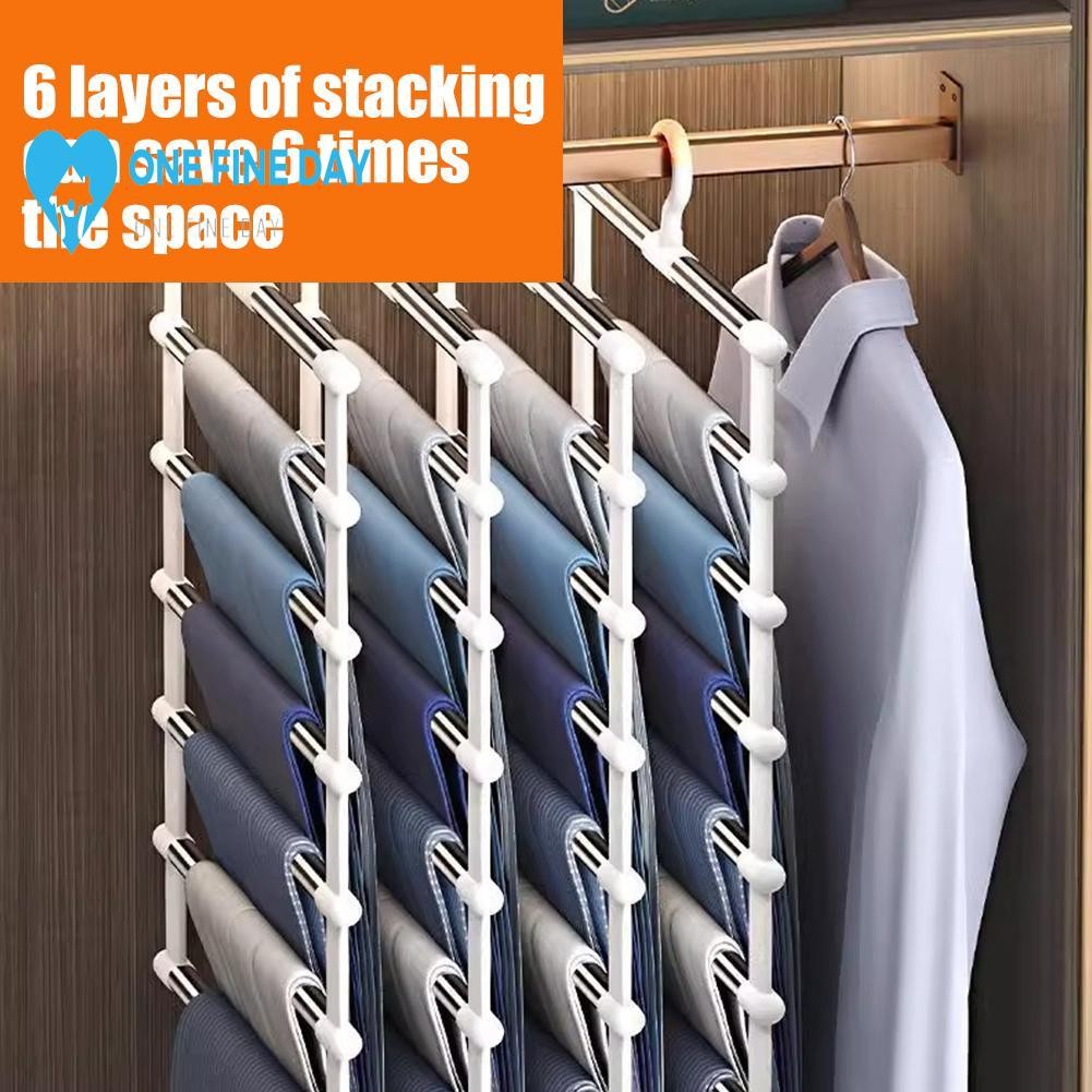 Hanging Pants Multifunctional Folding Pants Rack Clip Wardrobe Storage ...