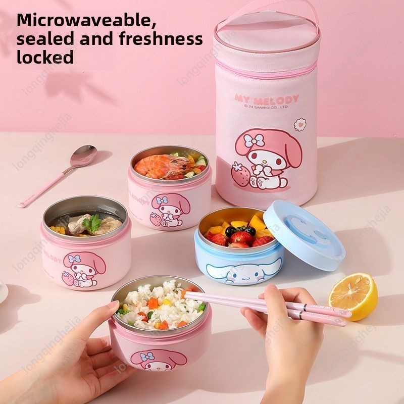 Sanrio Multi-Layer Insulated Lunch Box Stainless Steel Office Worker ...