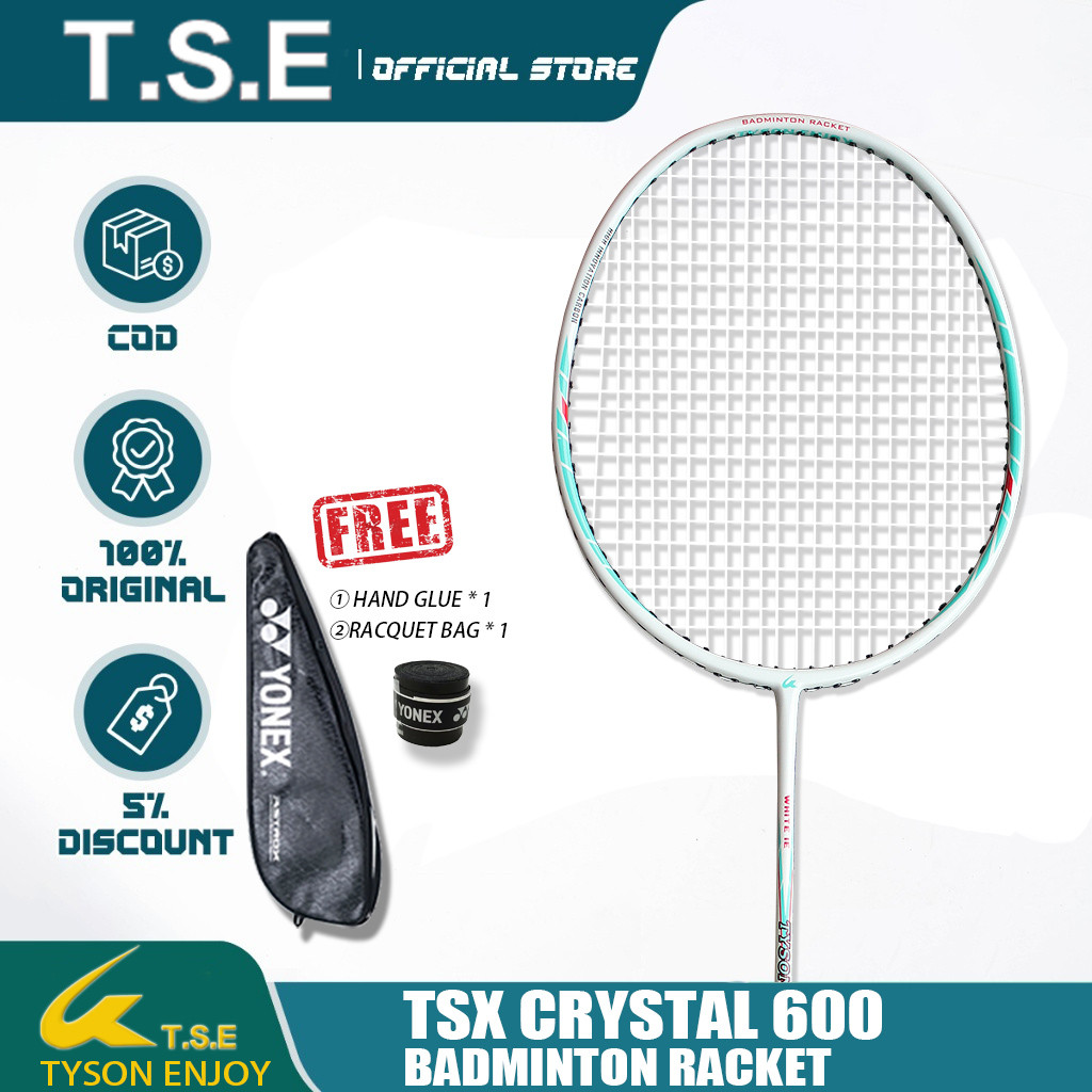 Badminton Racket TSE Crystal 600 Full Carbon Lightweight 85g 4u with ...