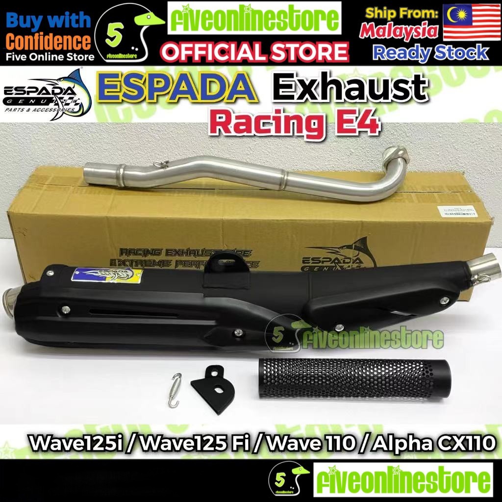 ESPADA Racing Exhaust Pipe E4 Series Ekzos Paip Maniful 25mm 28mm Wave125i Wave125 Fi EX5 110Fi ...