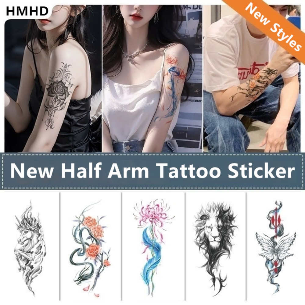Half arm tattoo stickers men and women sexy color tattoo stickers ...