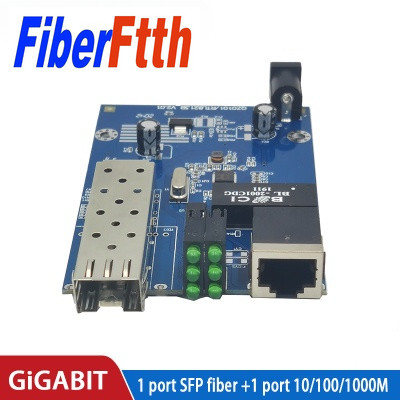 Fiber Optical media converter 1 port sfp to 1 rj45 gigabit optical fiber ethernet Qualcomm chip ...