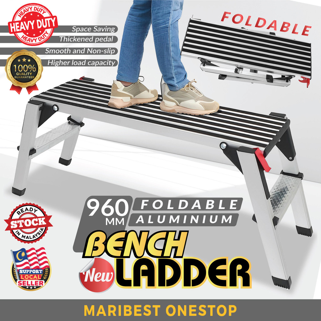 MY960MM Foldable Aluminium Bench Ladder Heavy Duty Bangku Tangga Lipat ...