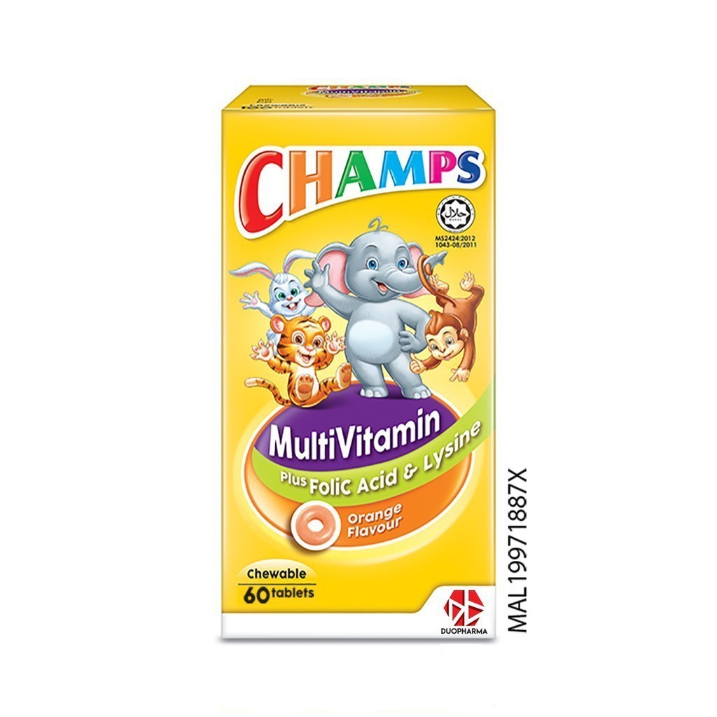 CHAMPS MULTIVITAMIN PLUS FOLIC ACID & LYSINE 60'S CHEWABLE TABLET ...