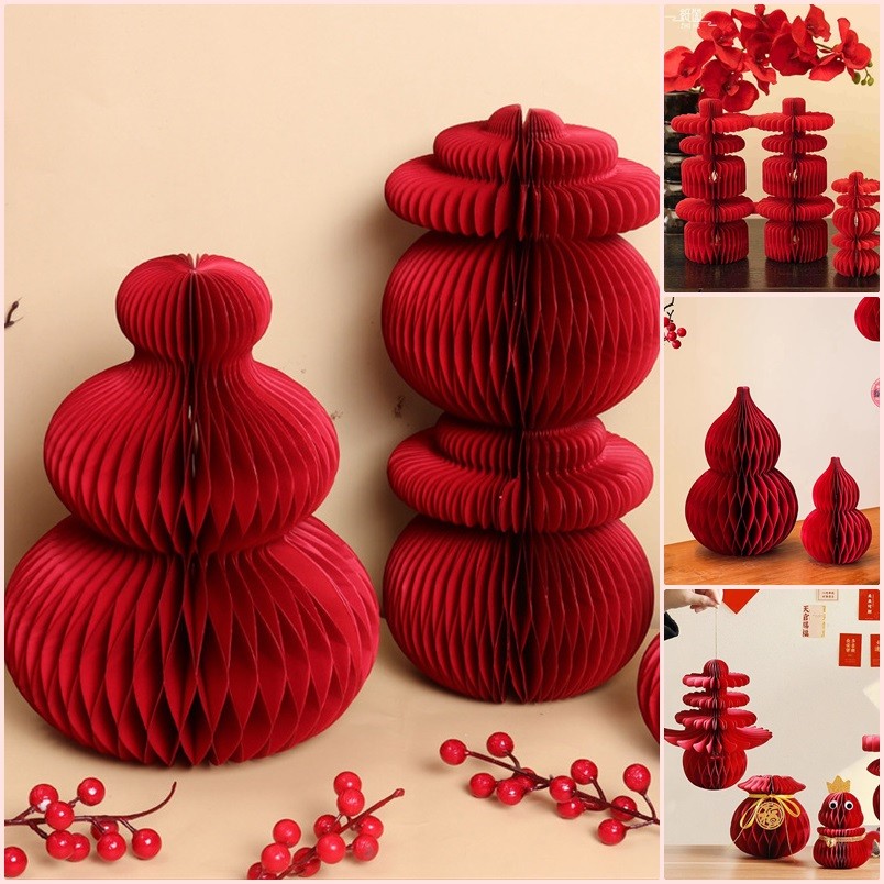 2025 New Year Ornaments Spring Festival Red Honeycomb Ornament 新年摆件 ...