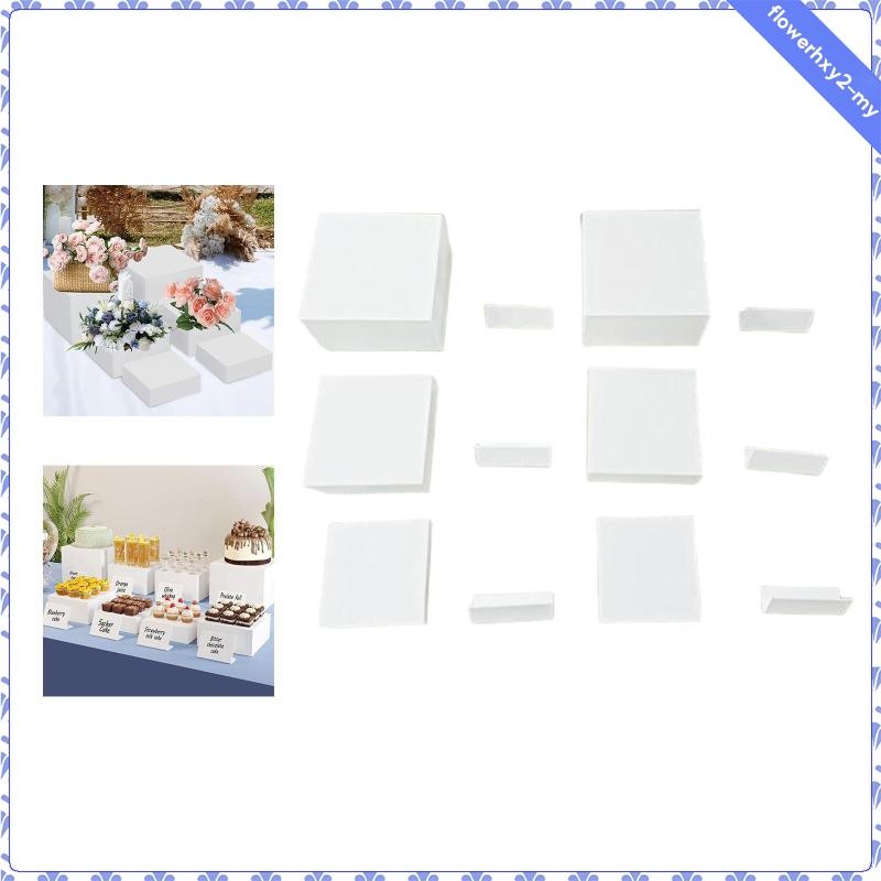[FlowerhxyaeMY] 6x Acrylic Cube Display Box Riser Buffet Riser Storage ...