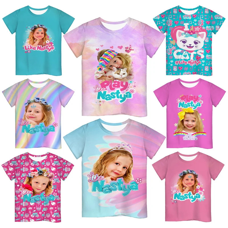 3D Printed Like Nastya T-Shirt Cool Cartoon Styles for Boys and Girls ...