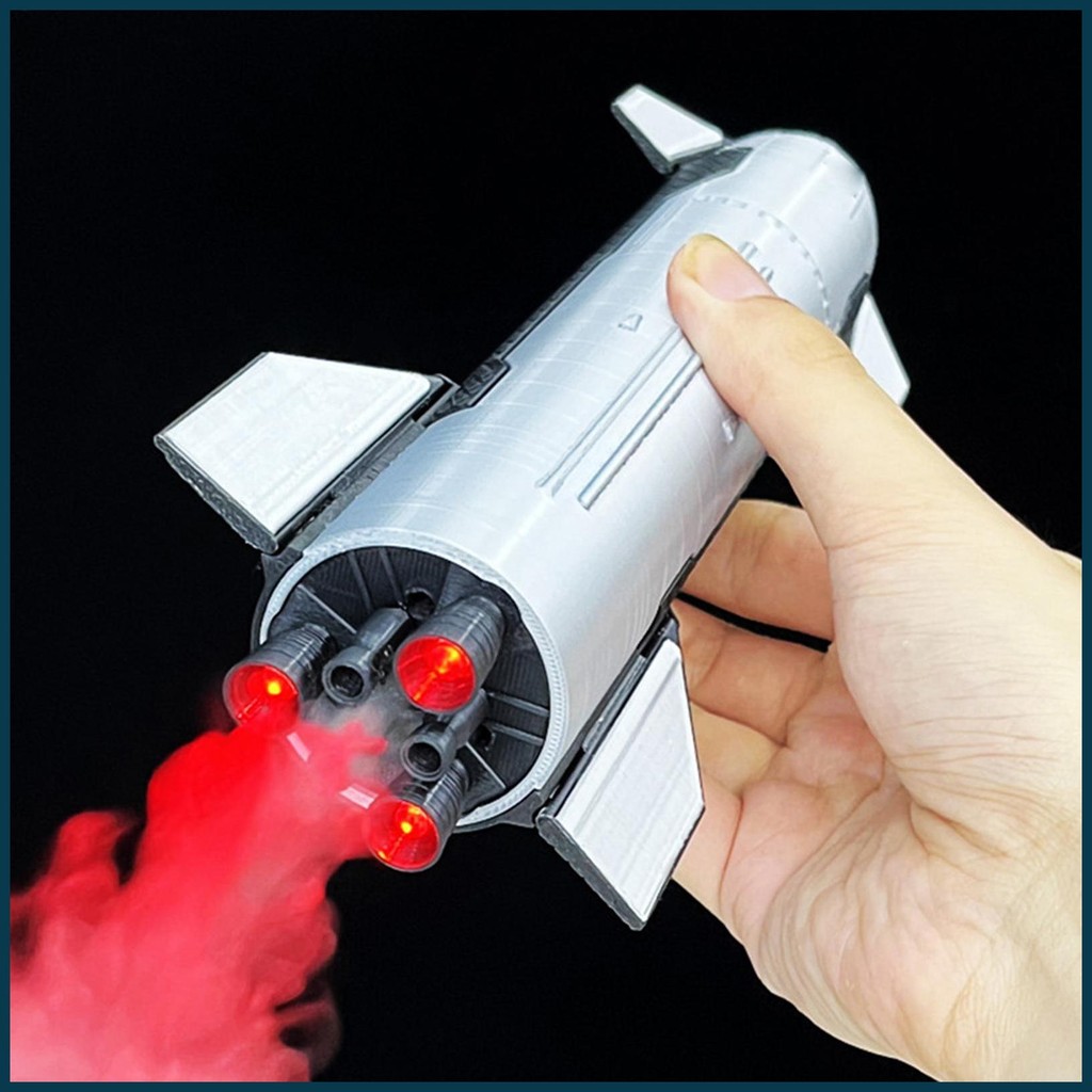 Starship Model Ultrasonic Atomization LED Light Rocket Model Starship ...