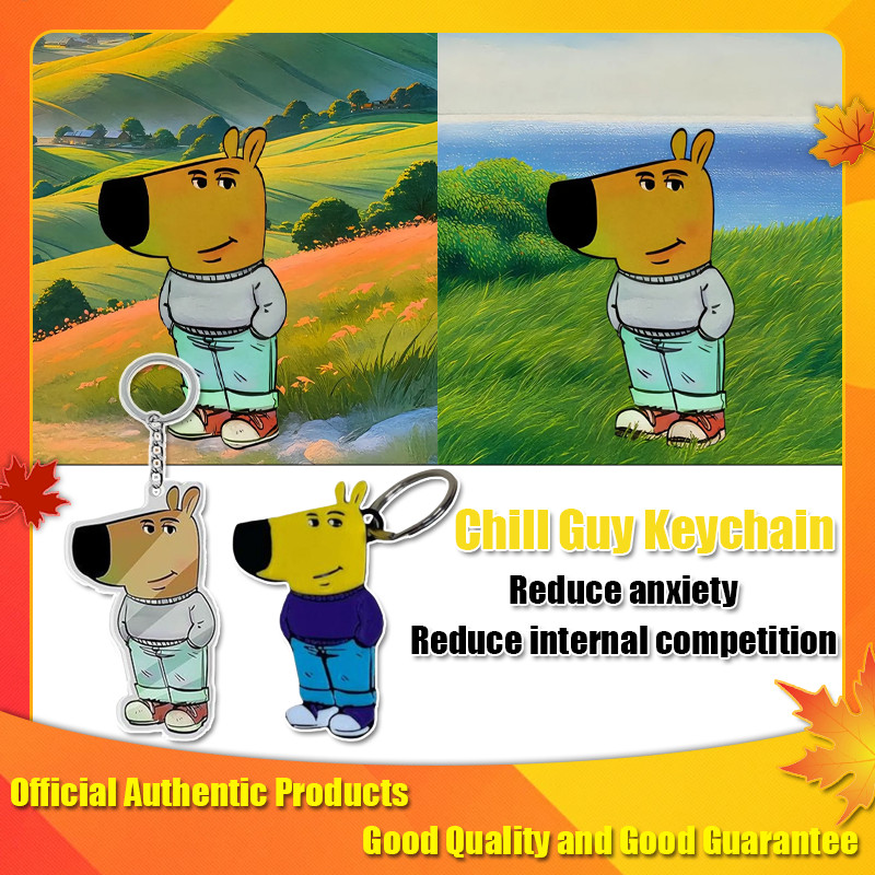 Chill Guy Keychain Funny Dog Figure Acrylic Keychain Cool Acrylic ...