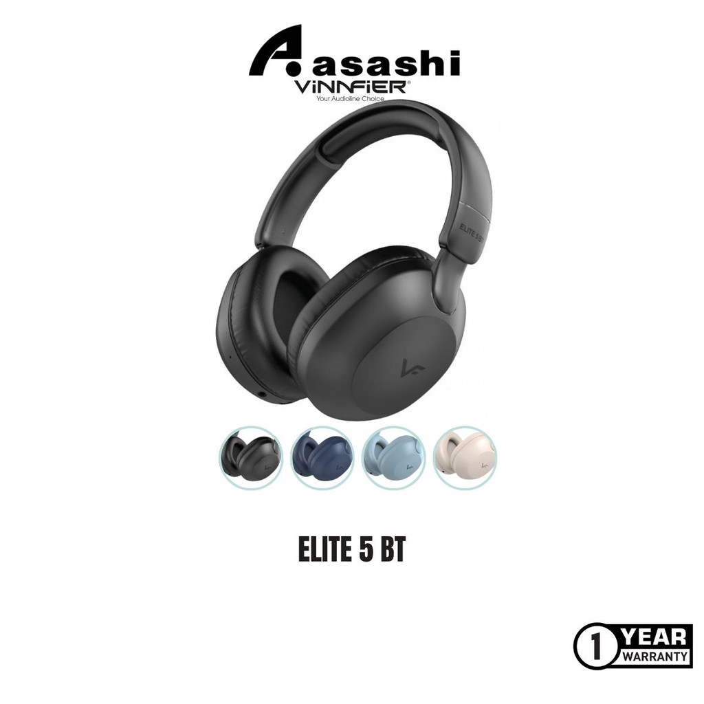 Vinnfier VF Elite 5 BT Wireless Bluetooth v5.3 Headphone With Playtime ...