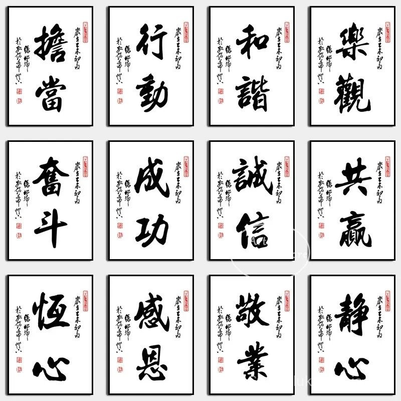 Chinese Calligraphy Poster Prints Canvas Painting Inspirational Quotes ...