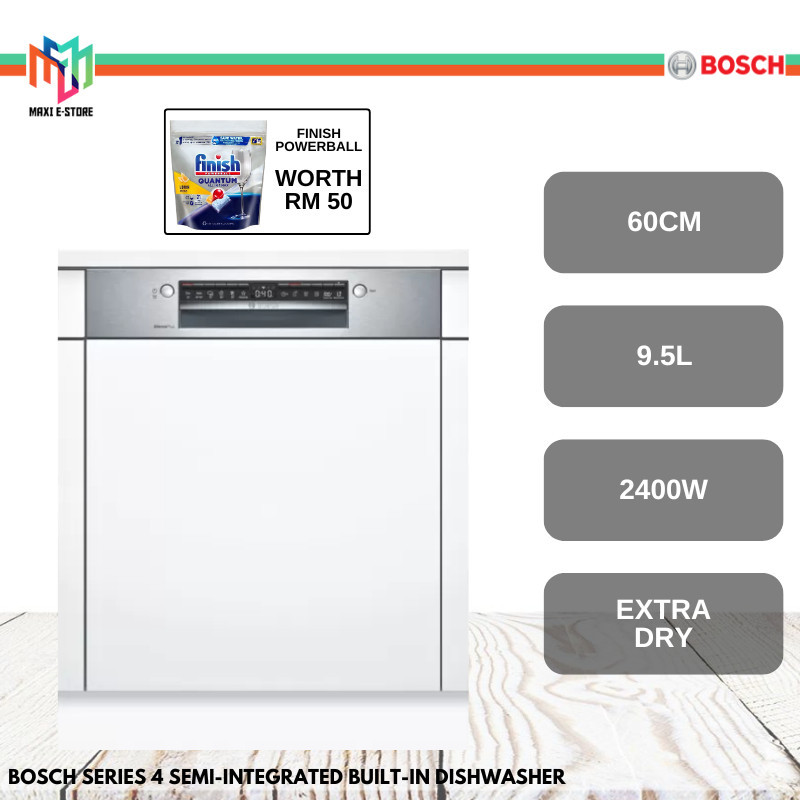 Bosch SMI4HCS48E Series 4 Semi-integrated Built-in Dishwasher 60 cm ...