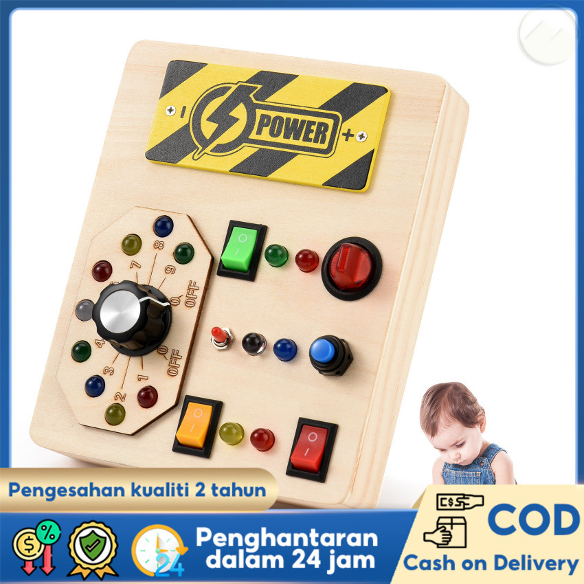 Wooden Busy Board for Toddlers Montessori Busy Board with 8 LED Light ...