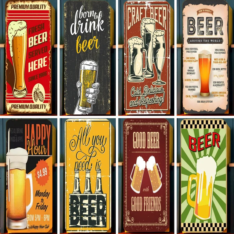 Custom refrigerator sticker Retro Beer Design Poster Refrigerator Door ...