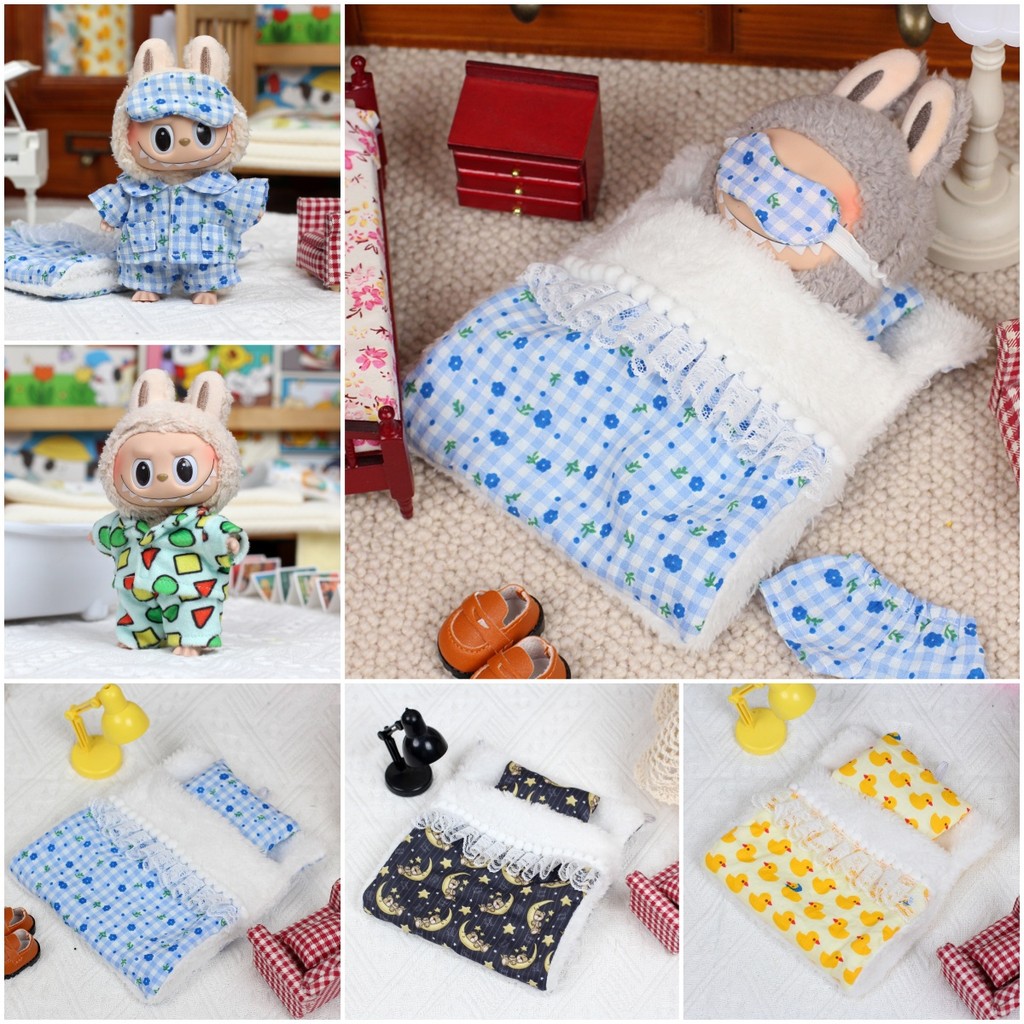 Bedding Only) Labubu Bed Sheet Bedding 17cm Doll Bedding Can Hang Rope ...
