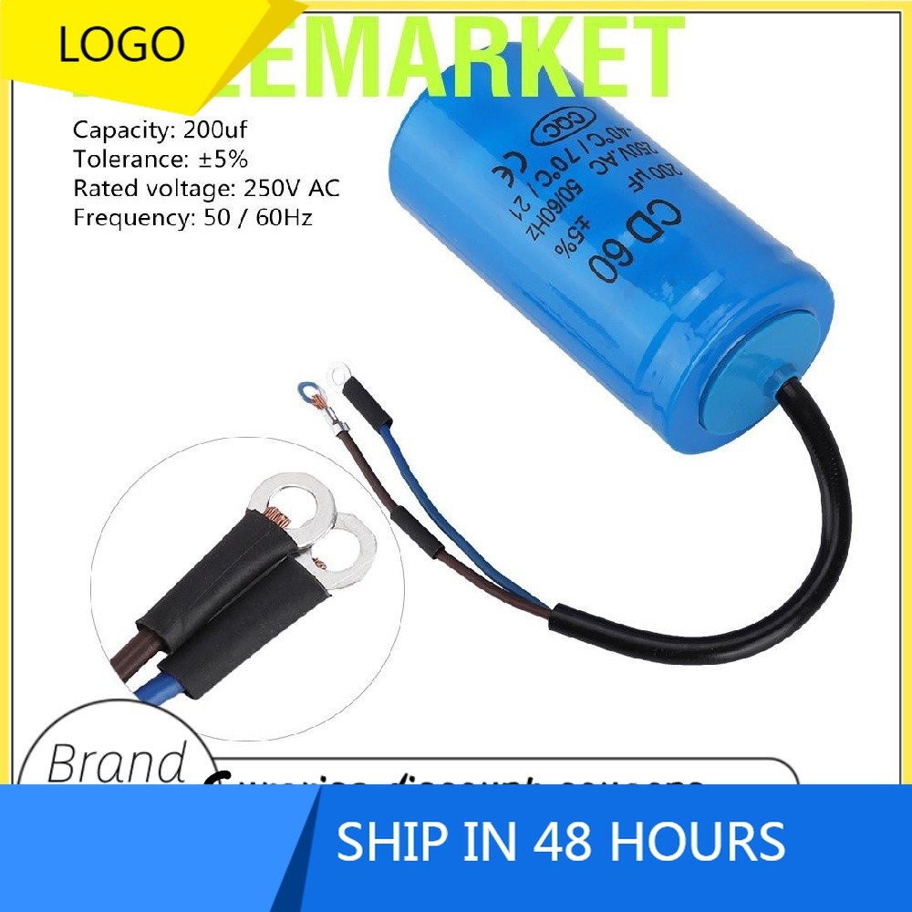 200uF CD60 250VAC 50/60Hz Machine Motor AC Starting & Running Capacitor ...