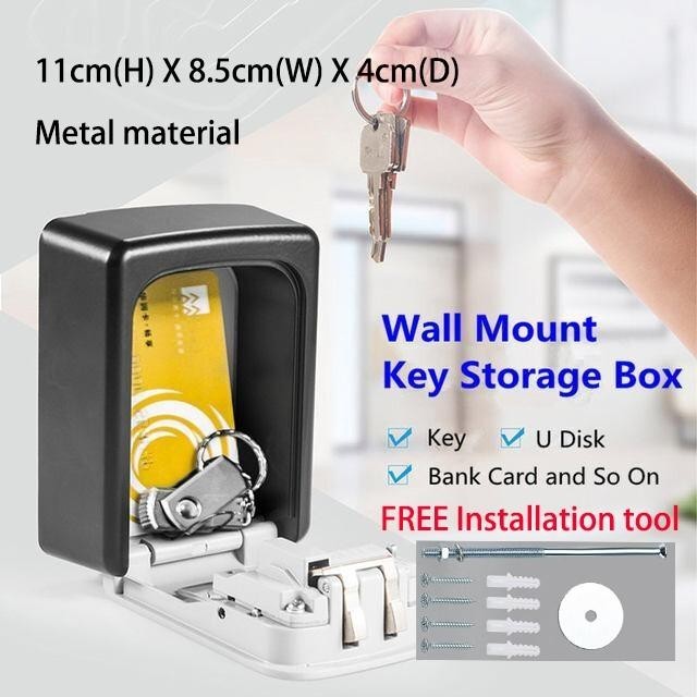 4 Digits Wall Mount Key Safe Box Numbering Lock Key Storage Lock Box ...