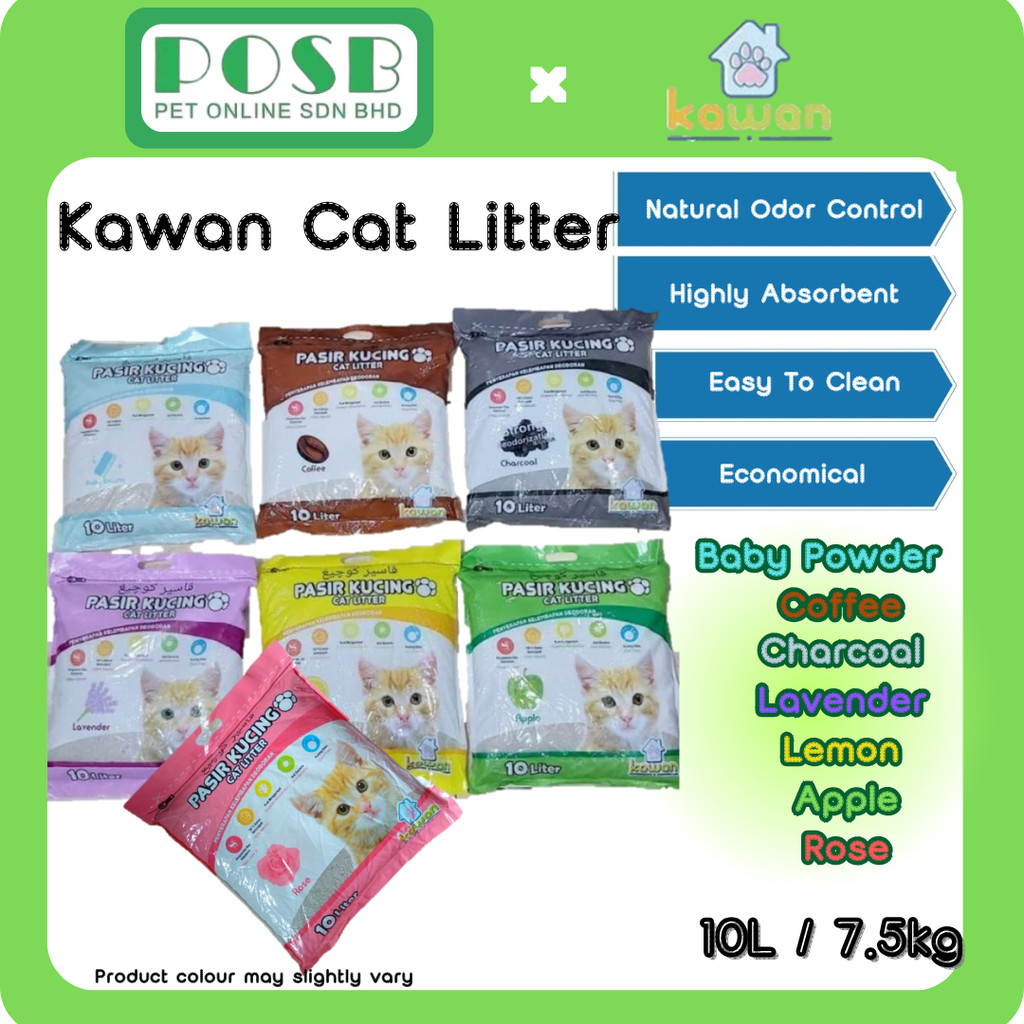 KAWAN Premium Cat Litter 10L (7.5kg) / KAWAN Pasir Kucing 10L / Pasir ...