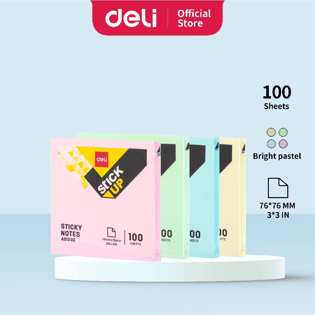 Deli Memo Sticky Notes (3" x 3" x 100 Sheets) EA01303 | Shopee Malaysia