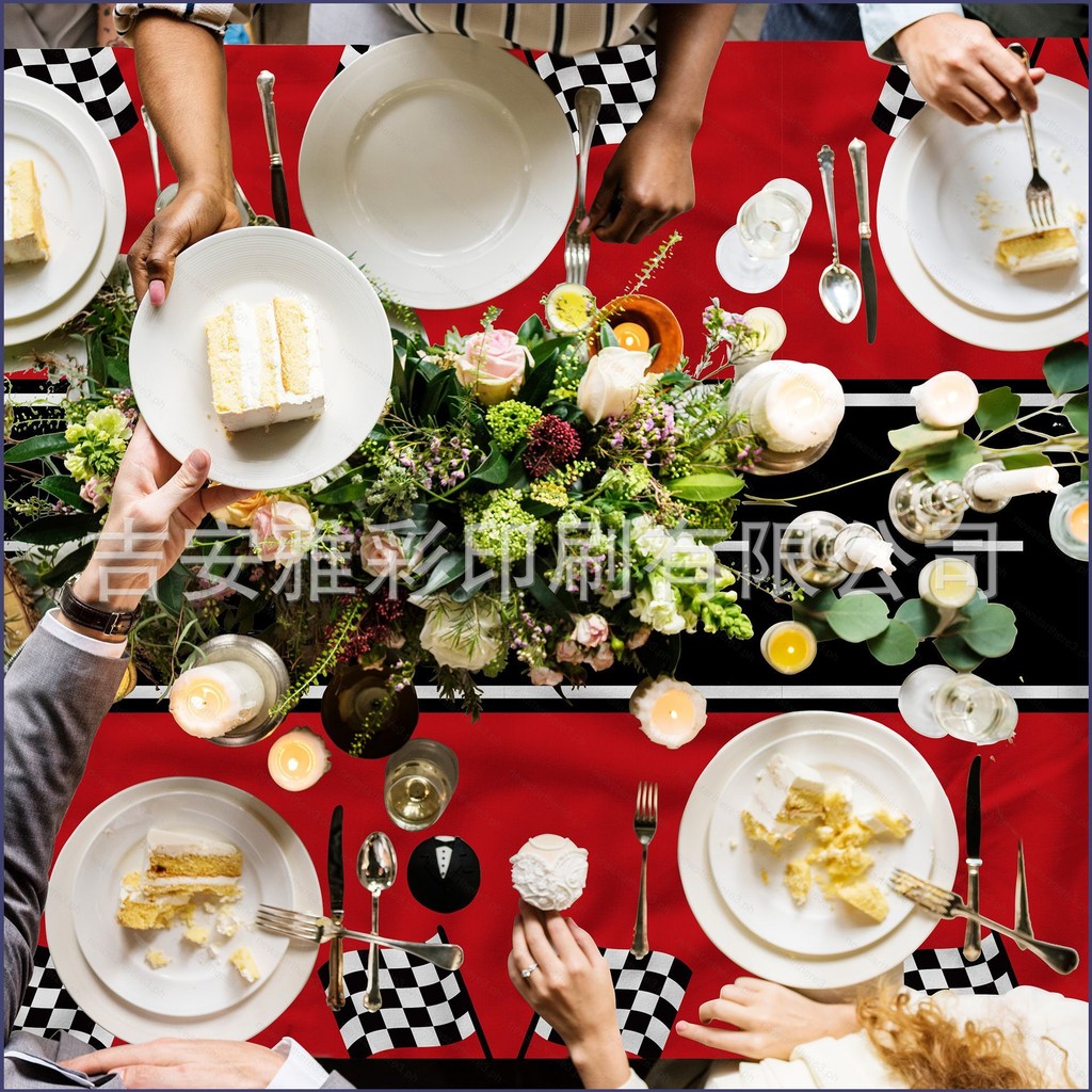YE Racing plastic racetrack boys birthday party venue decoration black ...