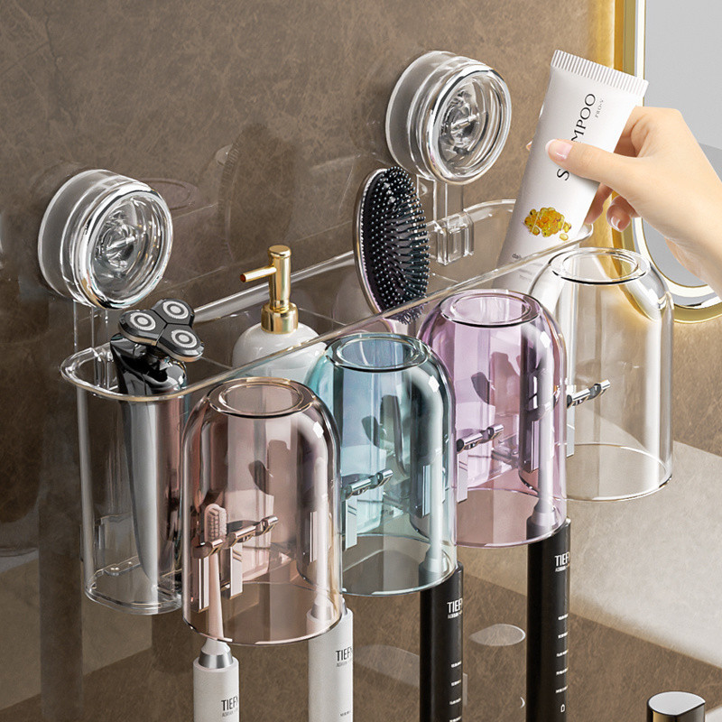 Toothbrush Rack Perforation-Free Brushing Cup Mouthwash Cup Toothpaste ...