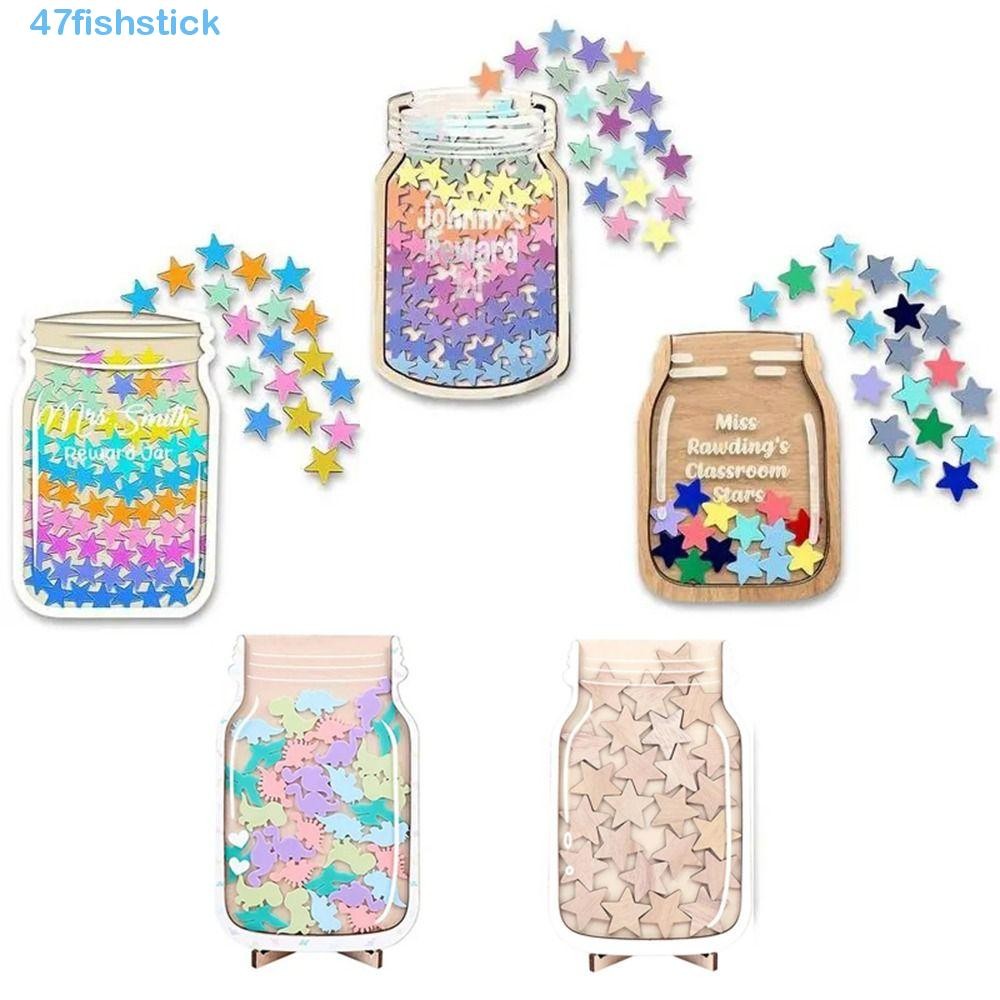 FISHSTICK Positive Behavior Rewards Jar, Wooden Cartoon Kids Star ...