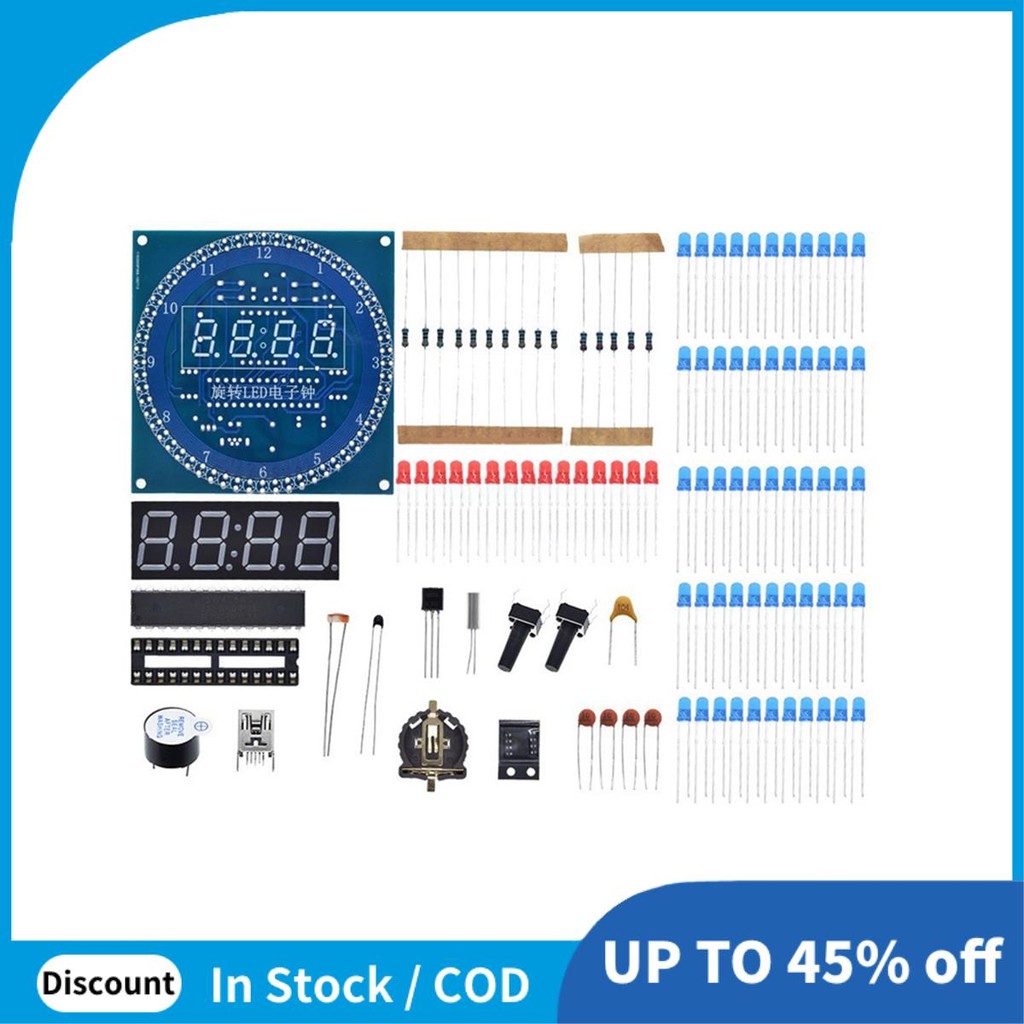 Electronic Digital Clock Kit C51 Microcontroller Learning Board DS1302 Rotating LED Display ...