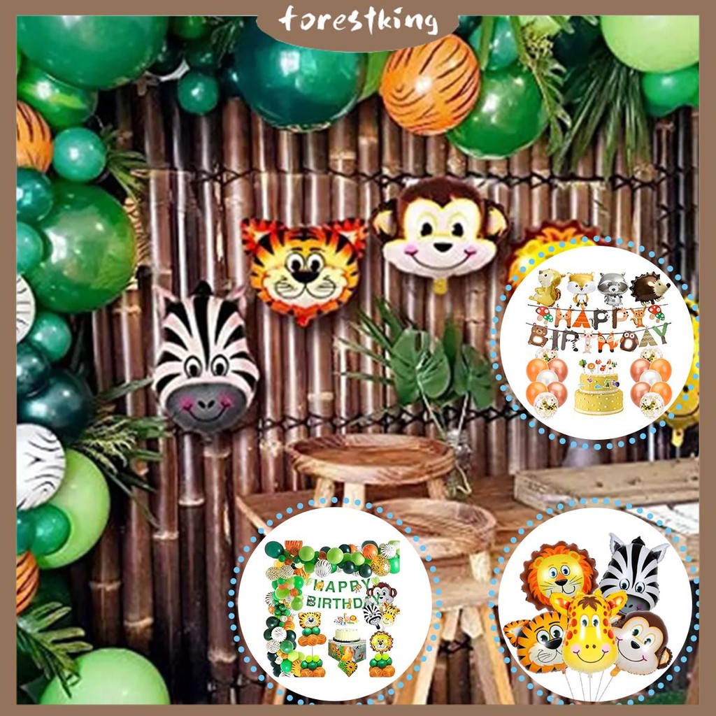 Jungle Safari Balloons Happy Birthday Animals Party Balloon Jungle ...