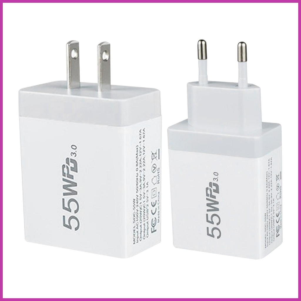 Mobile Phone Charger Adapter 55W Phone Charger Head Multi-Ports ...