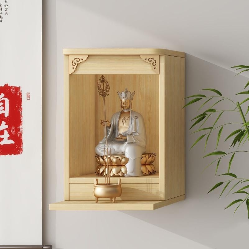 壁挂式财神爷观音神龛神台柜香案佛像佛龛供桌柜实木供座台供桌台Wall mounted God of Wealth, Guanyin Shrine, Divine Platform ...