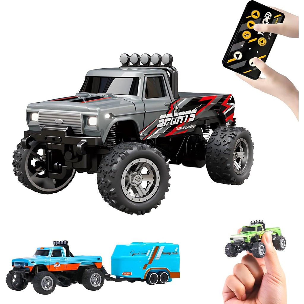 Mini Rc Monster Truck, 1:64 Scale Monster Truck Remote Control Car with ...
