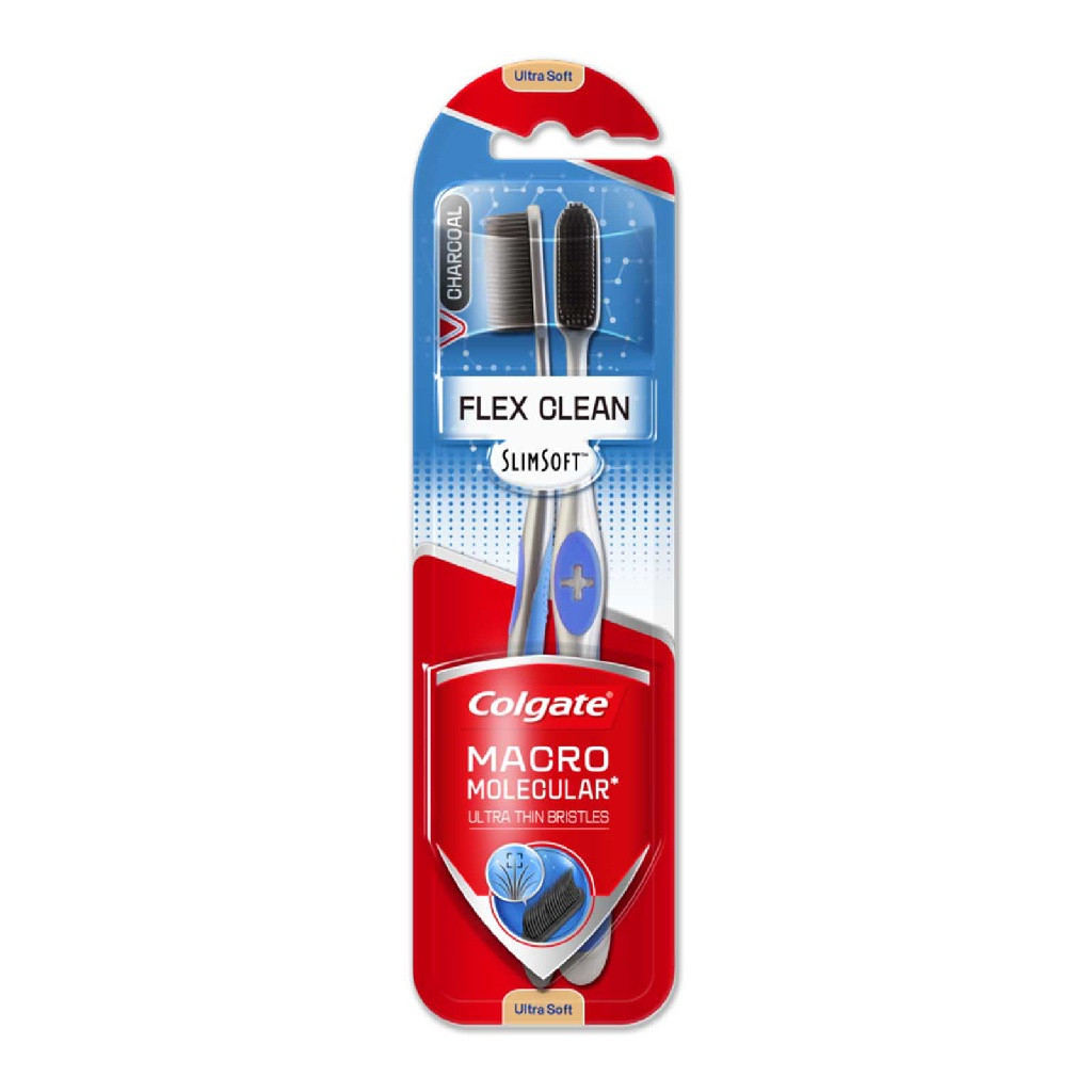 Colgate Slim Soft Flex Clean Charcoal Toothbrush Value Pack (2s ...