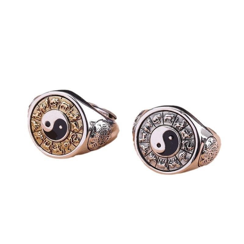 Wsanguisp3949 Jiugong Gossip Thai Silver Ring Male Zodiac Qiankun Tai ...