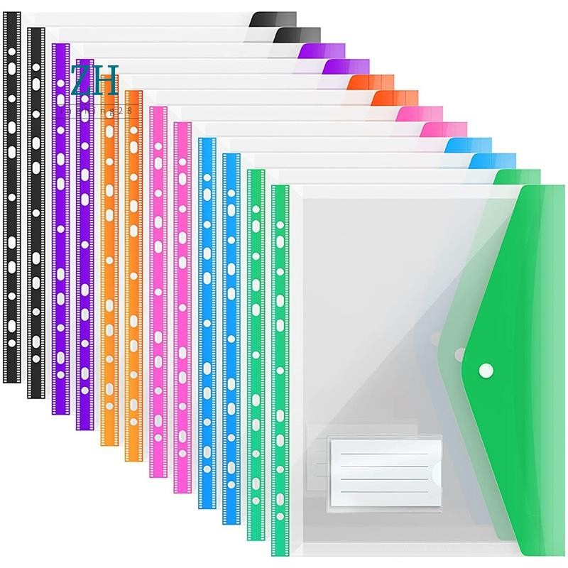 12Pack A4 Plastic File Folder,Expandable A4 Expandable Punched Pockets ...
