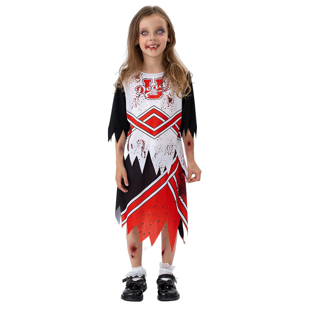 Horror Scary Cheerleading Children Halloween Cosplay Party Dress Up ...