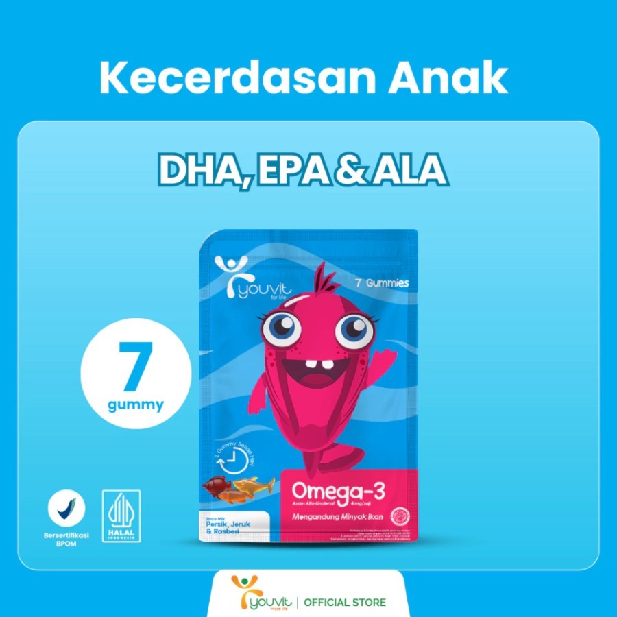 Youvit OMEGA CHILDREN 7 DAYS CONTAINS 7 GUMMIES | Shopee Malaysia