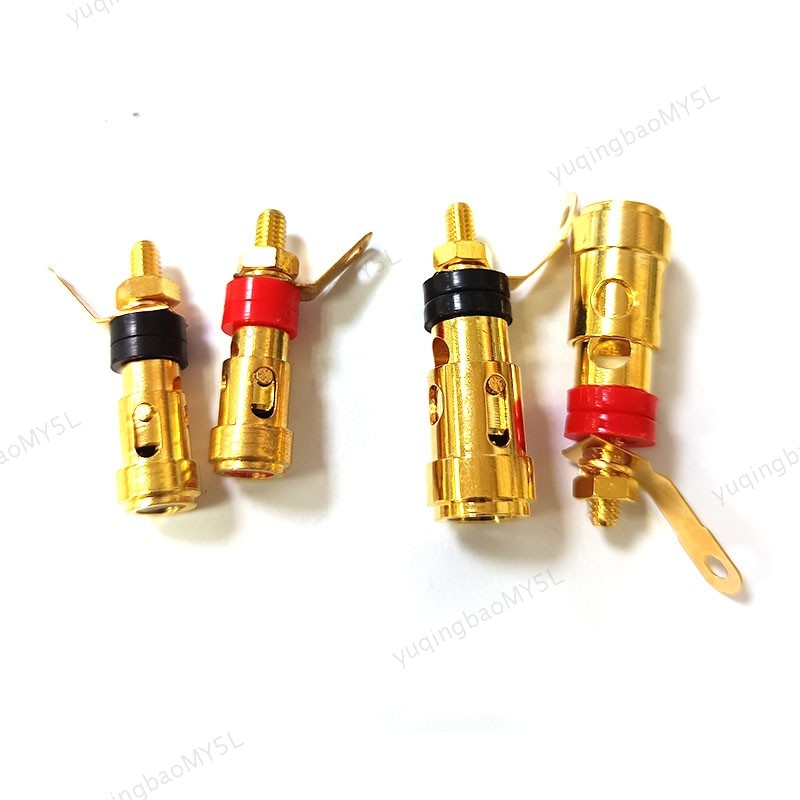 Gold plated Brass Speaker Binding Post Spring Loaded Press Clip ...