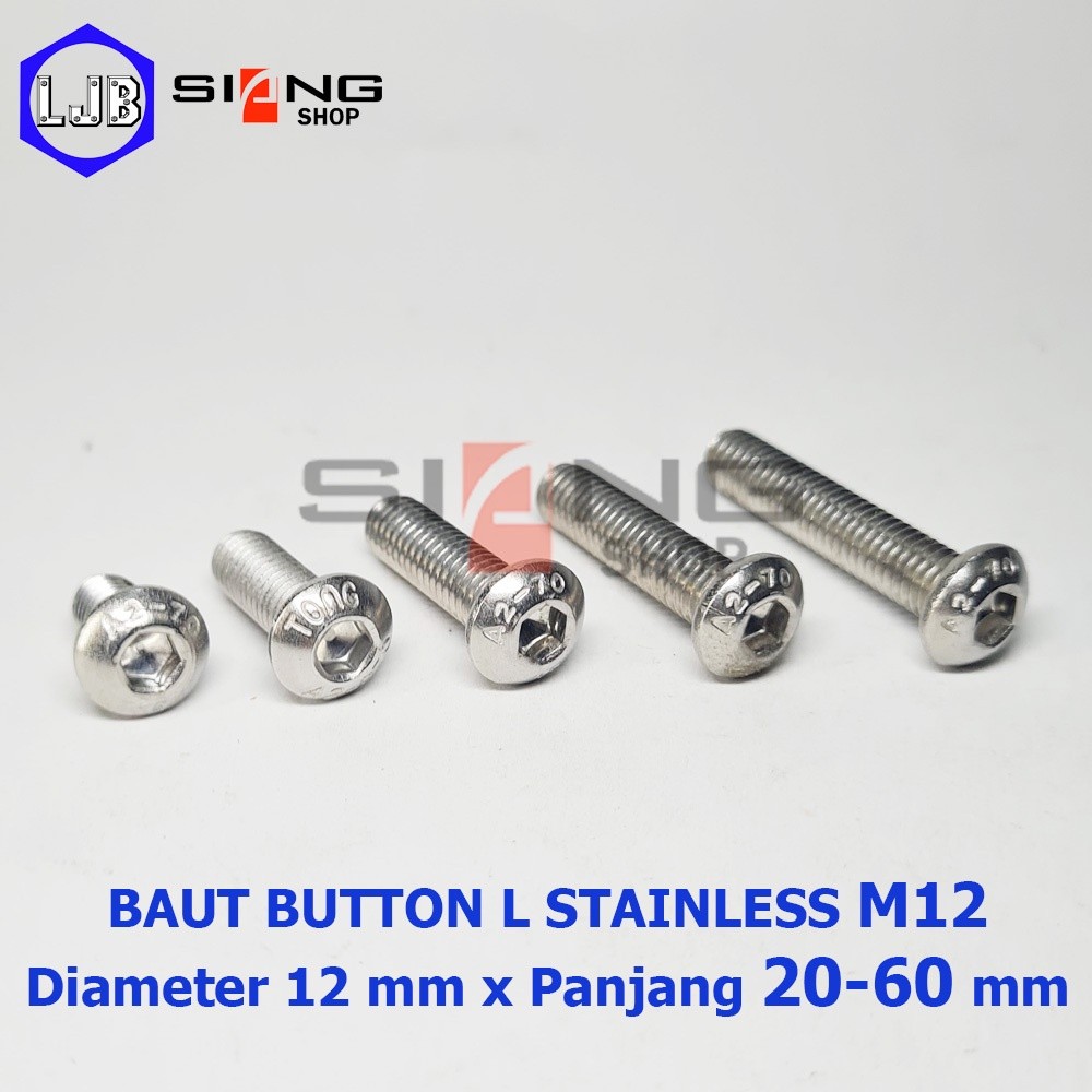 Button Bolt L M12 Stainless 304 A2-70 | Shopee Malaysia