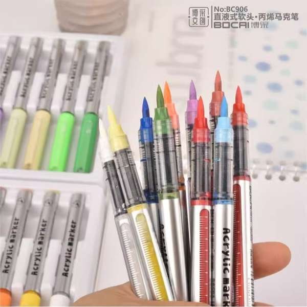 pencil warna pensel warna Penanda akrilik cecair lurus kepala lembut ...